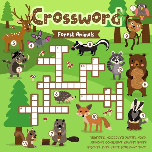 Crossword puzzle farm animals Royalty Free Vector Image