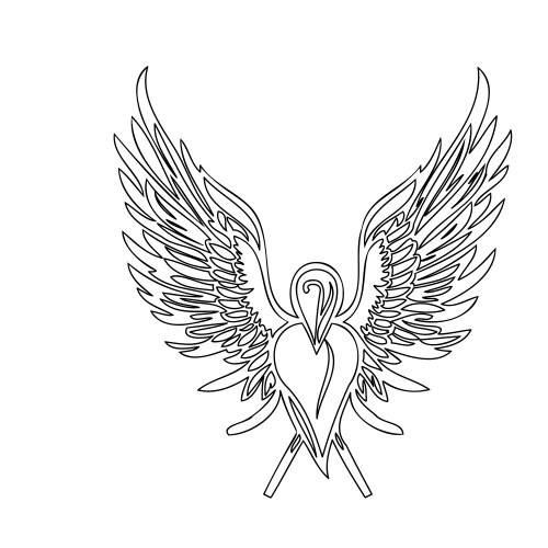 Cupid wings outline sketch Royalty Free Vector Image