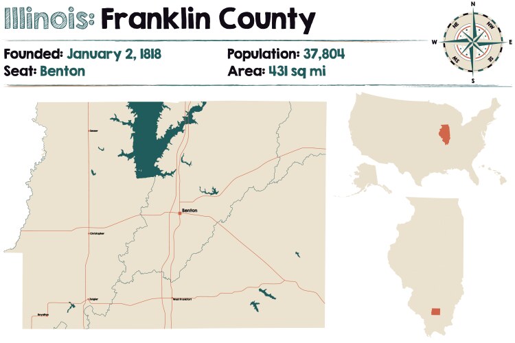 Map of franklin county in florida Royalty Free Vector Image