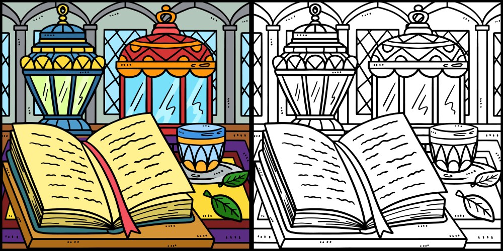 Ramadan lantern coloring page for kids Royalty Free Vector