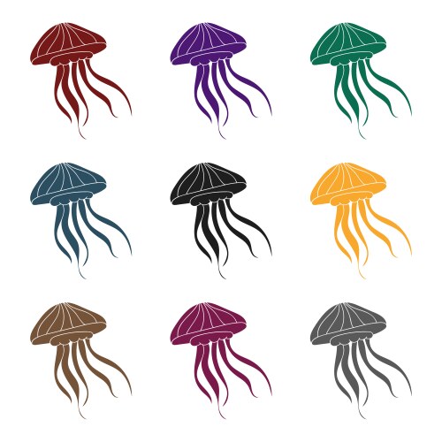 Jelly fish icon in outline style isolated on white