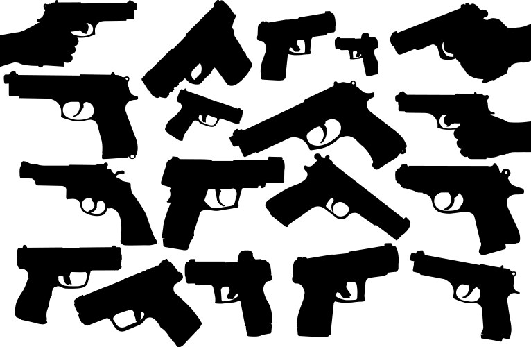 Pistol silhouettes Royalty Free Vector Image - VectorStock