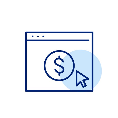 Mouse click on dollar sign web browser instant Vector Image