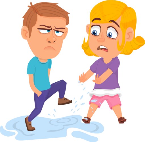 Boy bad behavior kid destroying painting Vector Image