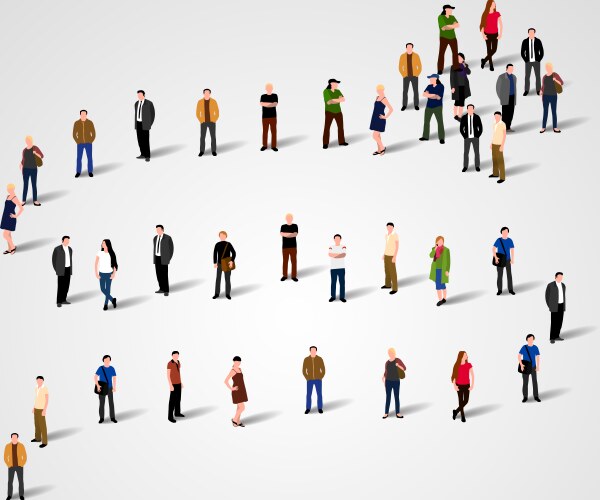 Big people crowd forming number two 2 shape Vector Image
