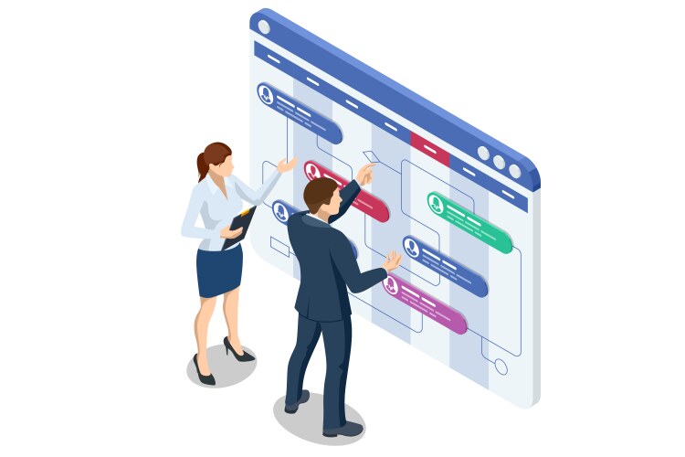 Isometric business project management system Vector Image