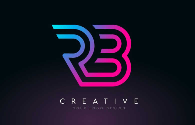 Rb r b letter logo design in black colors Vector Image