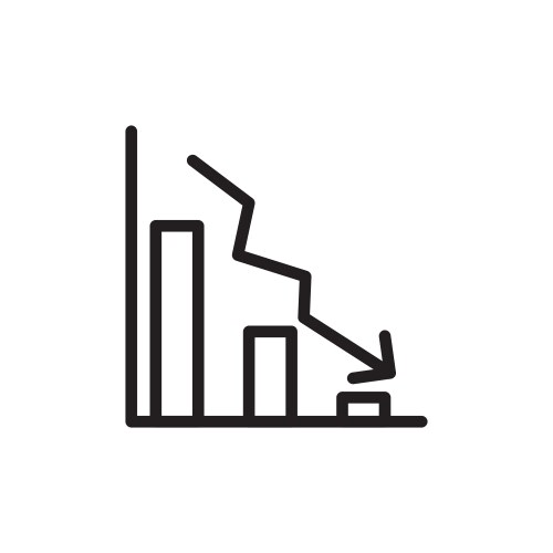 Reduction chart icon set downward graph symbol Vector Image