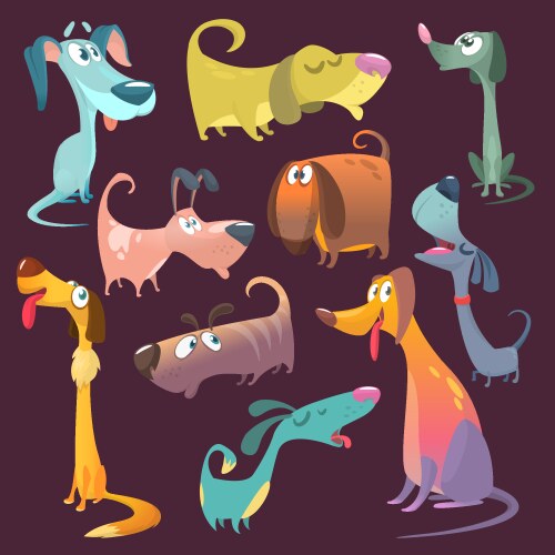 Cartoon dogs set Royalty Free Vector Image - VectorStock