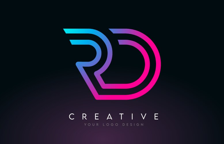 Rd letter logo design with black smoke Royalty Free Vector