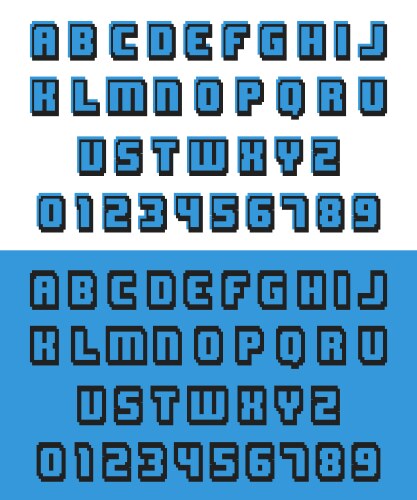 Video game pixel font with distortion Royalty Free Vector Video game pixel font with distortion Royalty Free Vector