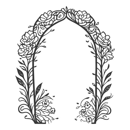 Wedding gate with ornament batik flower grey Vector Image