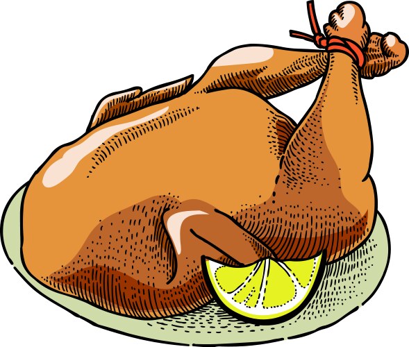 Cartoon image of cooked turkey Royalty Free Vector Image