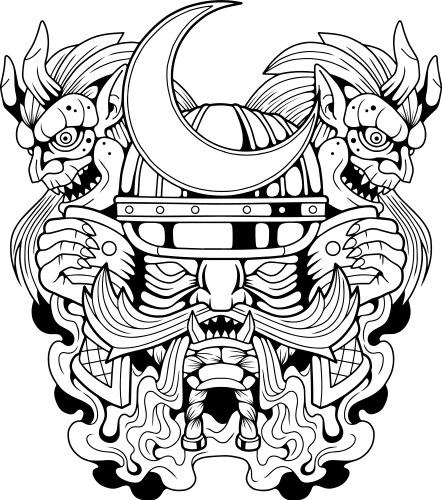 Mythological japanese demon samurai Royalty Free Vector