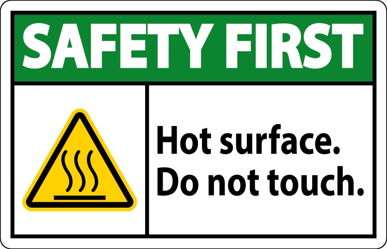 Notice sign hot surface do not touch on white Vector Image