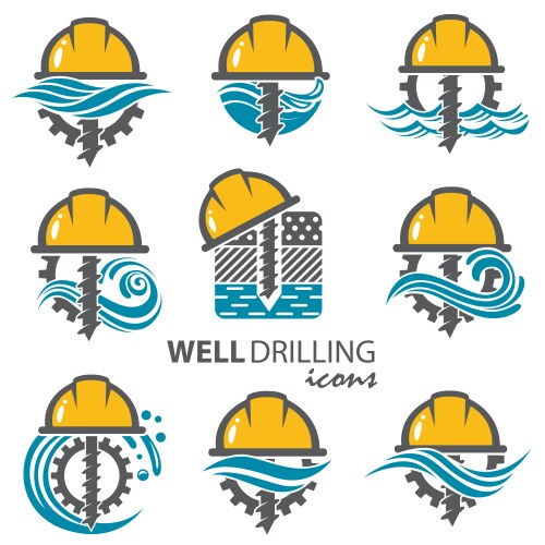 Well drilling banners set Royalty Free Vector Image