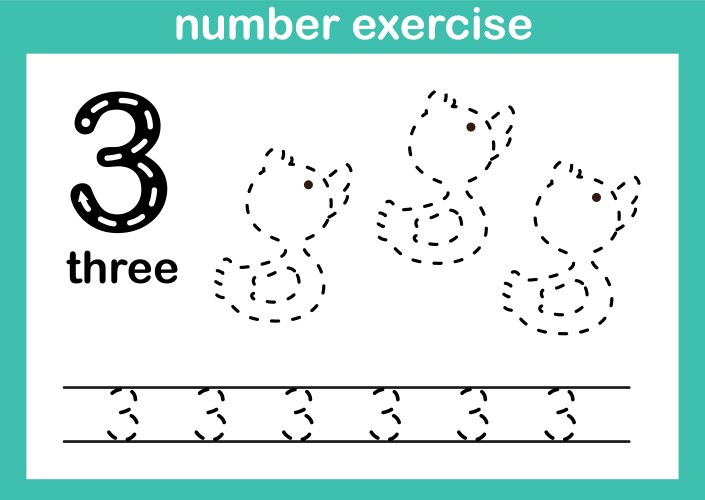 Number exercise with cartoon Royalty Free Vector Image