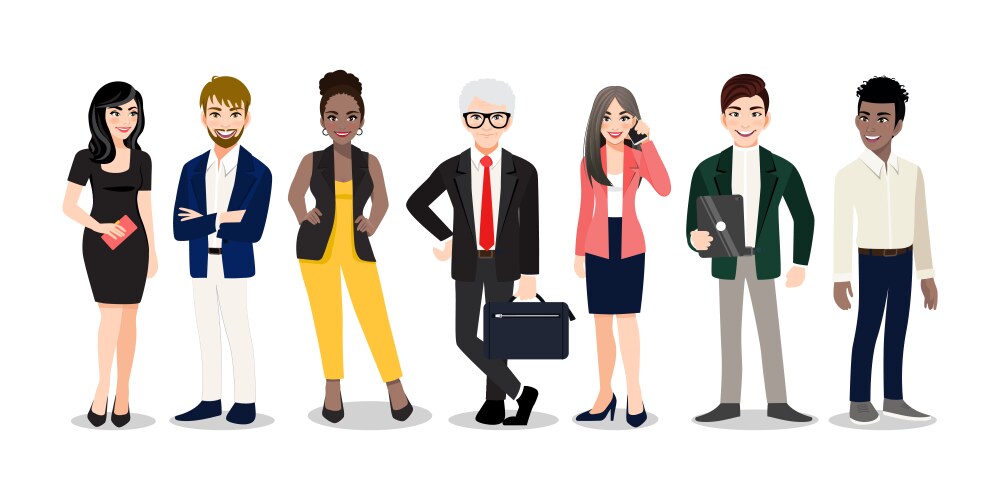 Business multinational team working managers Vector Image Business multinational team working managers Vector Image