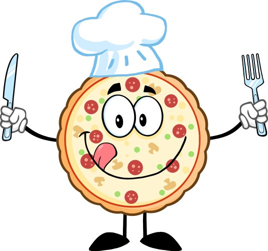 Cartoon slice of pizza waving Royalty Free Vector Image