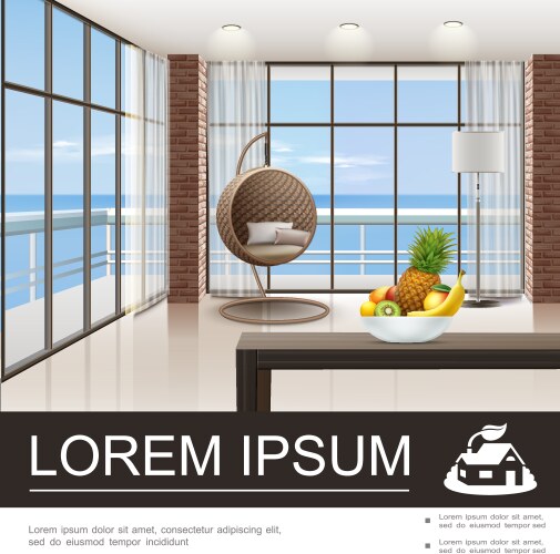 Realistic living room interior background Vector Image