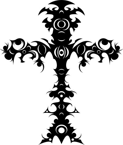 Ancient cross with ribbon around Royalty Free Vector Image