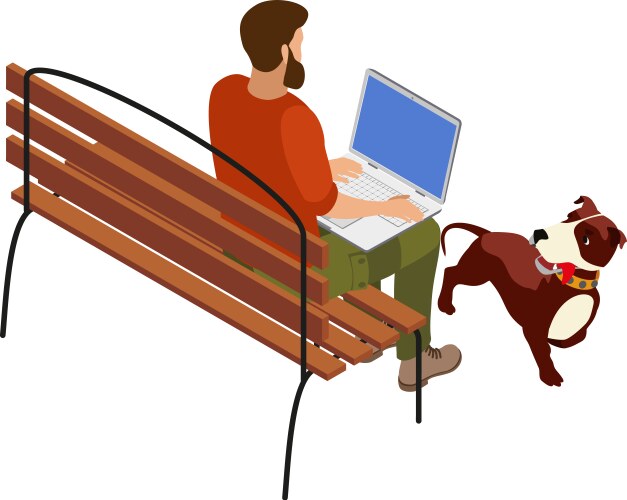 Freelancer working outdoors composition Royalty Free Vector