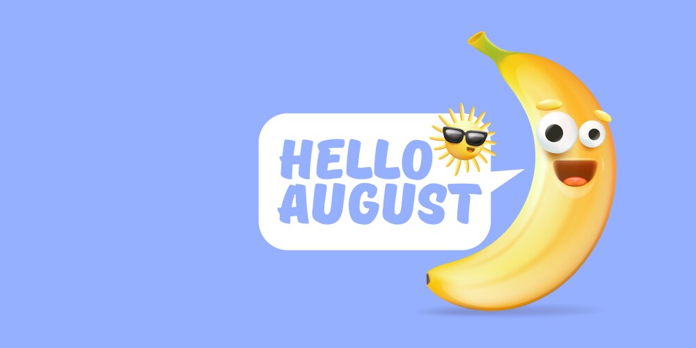 Hello july horizontal banner with cartoon sun Vector Image