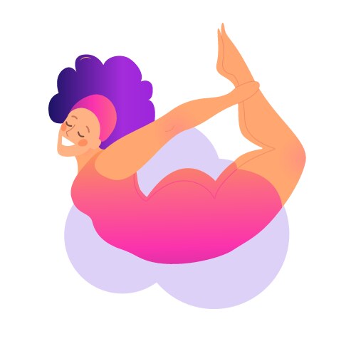 Plus size curvy lady doing yoga class Royalty Free Vector