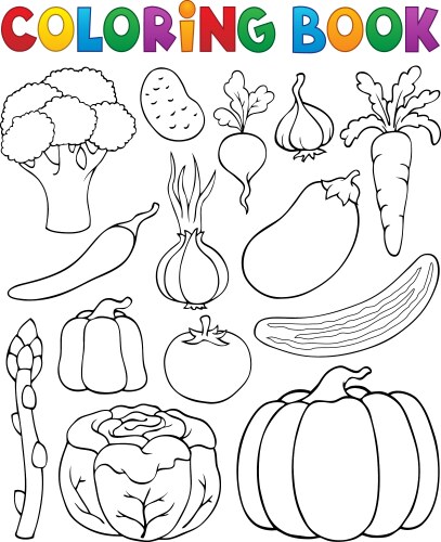 Coloring book vegetable theme 1 Royalty Free Vector Image