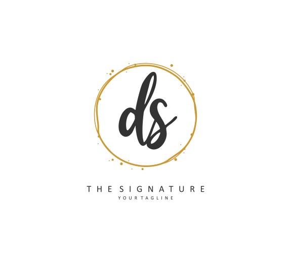 D s ds initial letter handwriting and signature Vector Image