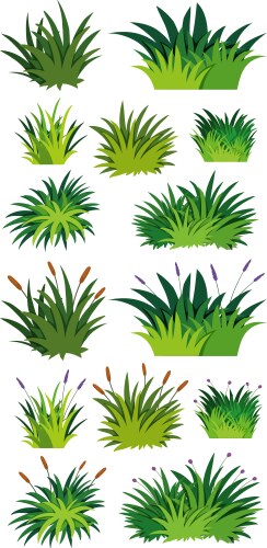 Five different patterns of green bushes Royalty Free Vector