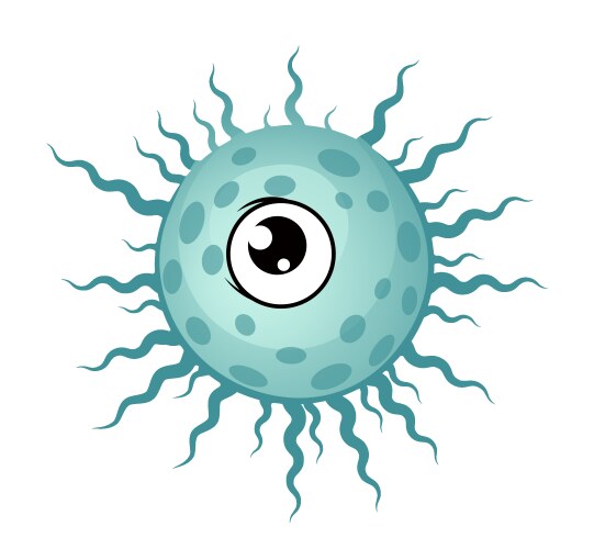 Blue disease monster flu virus cartoon character Vector Image