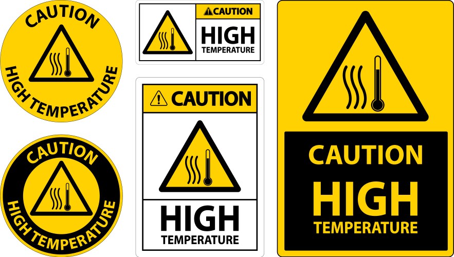 Set of high temperature warning symbols Royalty Free Vector
