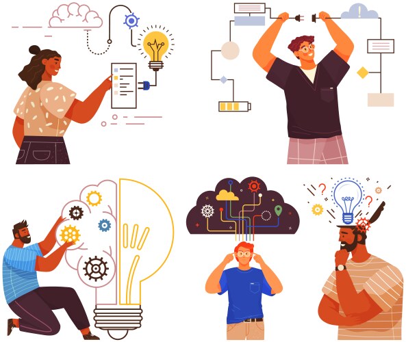 Mindset types set structural analytical logical Vector Image