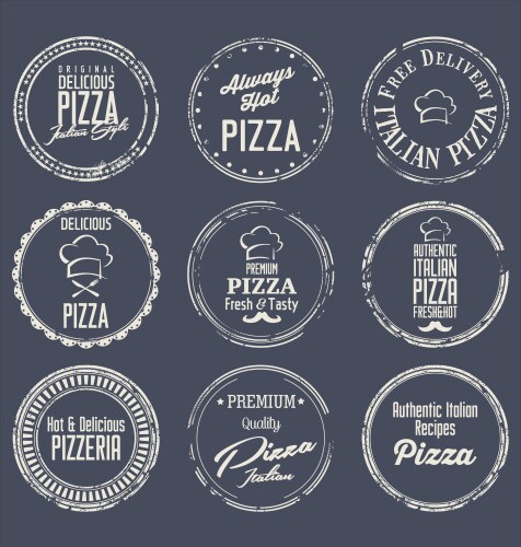 Pizza labels and badges Royalty Free Vector Image