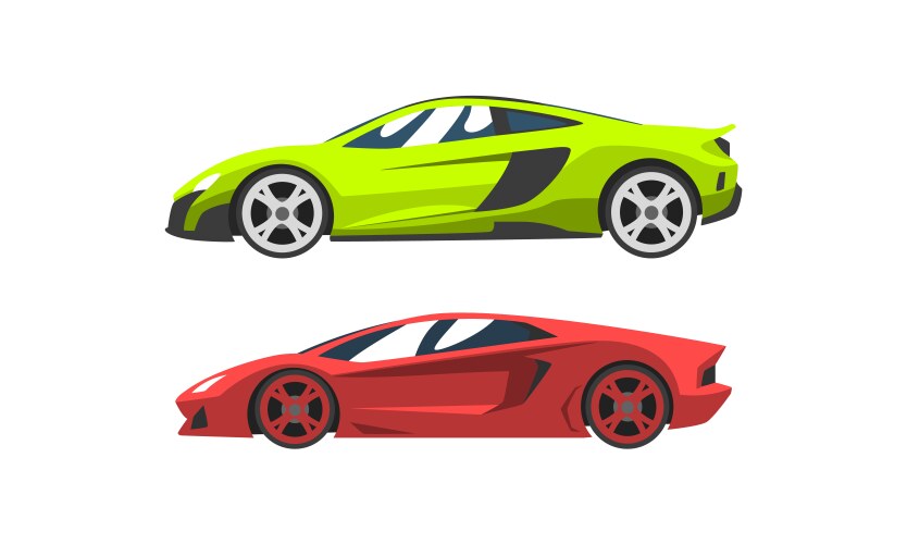 Orange sports racing car supercar side view Vector Image