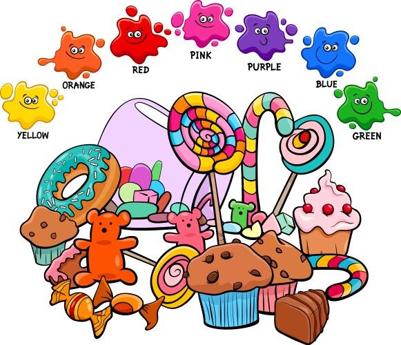 Primary colors cartoon set Royalty Free Vector Image