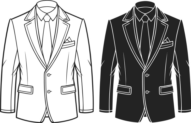 Different types of mens tailored suit Royalty Free Vector