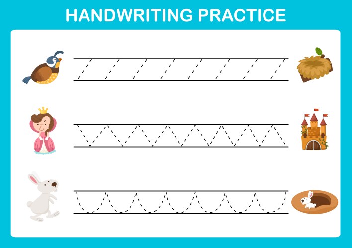 Handwriting practice sheet Royalty Free Vector Image
