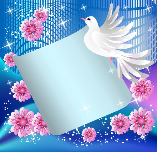 Two doves on blue background Royalty Free Vector Image