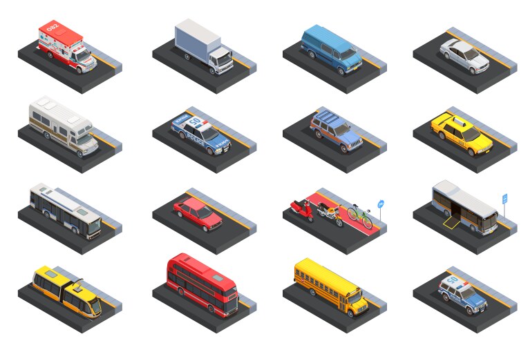 Urban public transport collection Royalty Free Vector Image