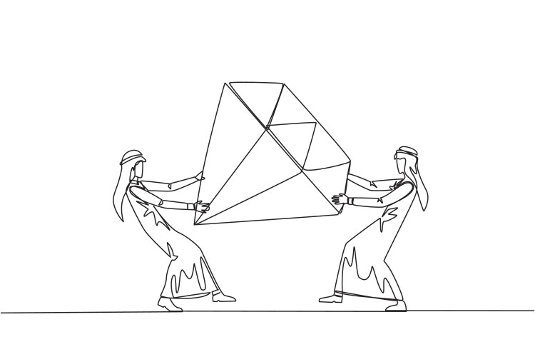 Single continuous line drawing arabian Royalty Free Vector