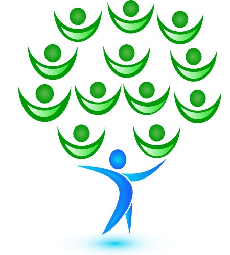Green tree people team logo Royalty Free Vector Image
