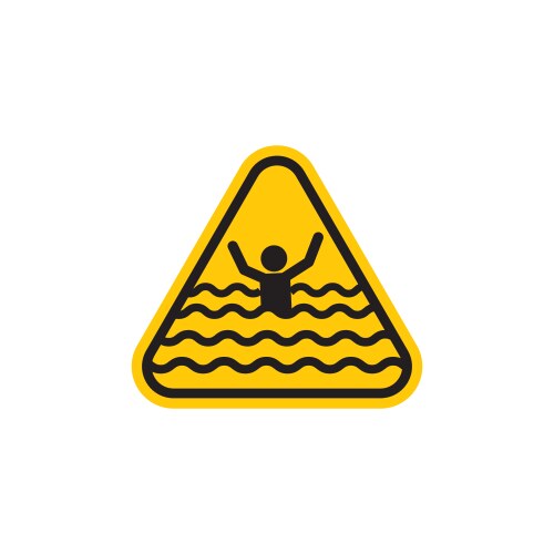 Risk of drowning warning sign icon set caution Vector Image
