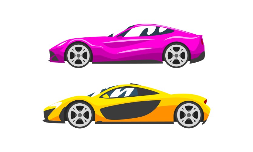 Orange sports racing car supercar side view Vector Image