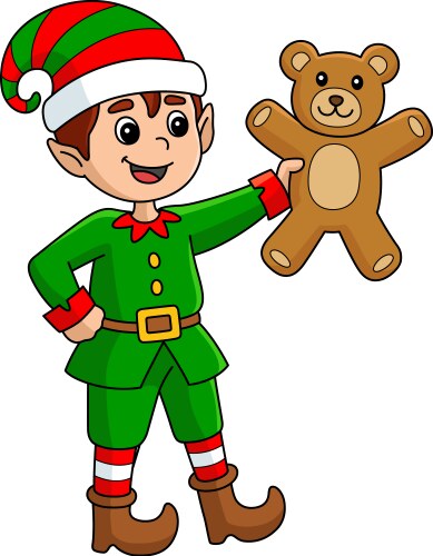 Christmas elf cartoon colored clipart Royalty Free Vector