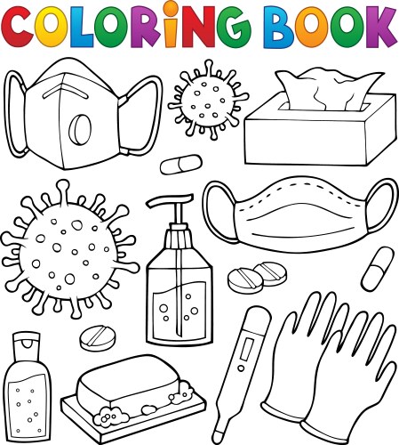 Coloring book viruses set 1 Royalty Free Vector Image
