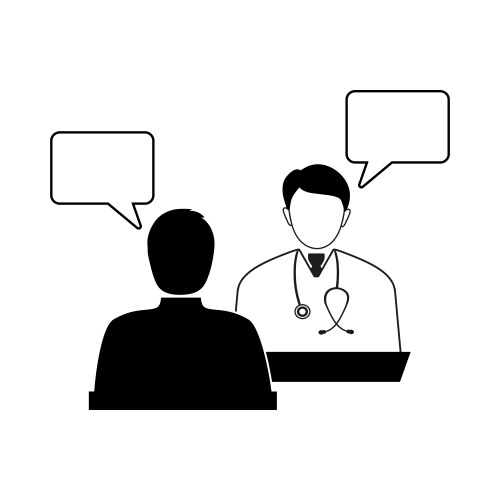 Dialogue between doctor and patient Royalty Free Vector