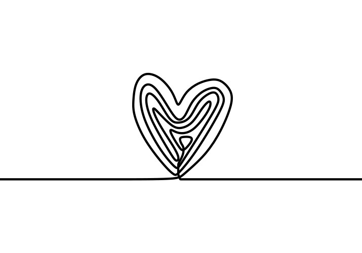 Cute heart one line drawing continuous hand drawn Vector Image