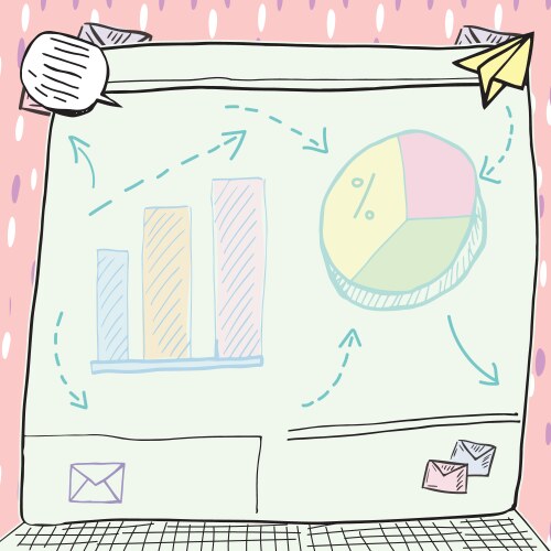 Important message presented on screen with charts Vector Image